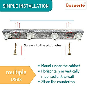 Stand Mixer Attachment Holder, Wooden Wall Mounted Holder with 4-Pack White Plastic Hangers, Kitchen Accessories Storage Organizer Parts Compatible with Kitchenaid Mixer Attachments for Space-saving