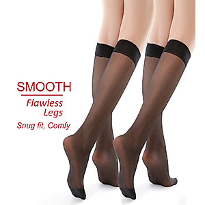 G&Y 9 Pairs Knee High Pantyhose with Reinforced Toe - 20D Nylon Stockings for Women,Black