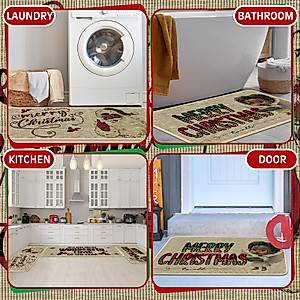 Layhit Christmas Kitchen Rugs and Mats Set of 3 Black Santa Doormat African American Santa Claus Entrance Rug Merry Christmas Winter Farmhouse Party Floor Mat for Kitchen 20 x 29,20 x 47,20 x 59 in