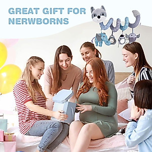 Jollybaby Baby Car Seat Stroller Toys, Plush Activity Hanging Spiral Activity Pram Crib with Music Box, Rattles, Squeaker for Babies Infant Boys Girls(Grey Fox)