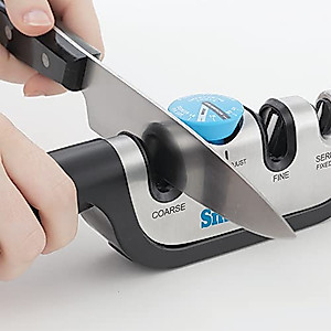Smith’s 50146 Adjustable Angle Knife Sharpener - Stainless - Adjustable Sharpening Angles - Repair, Restore & Polish Blades - 2-Stage Handheld Manual Sharpener - Kitchen, Straight & Serrated Knives