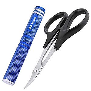 Hobbypark 0-14mm Hole Puncher Reamer w/Sleeve and Curved Scissors Set Universal Tool for RC Car Body Shell Lexan Plastic (with Blue Reamer)