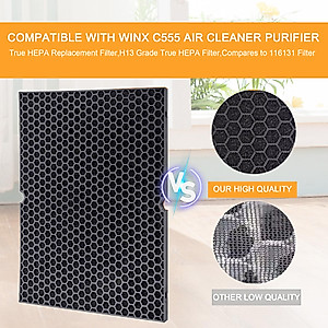 IZSOHHOME Compatible with Winx C555 Air Cleaner Purifier,116131 True HEPA Replacement Filter,H13 Grade True HEPA Filter,Compares to 116131 Filter I (2 Set)
