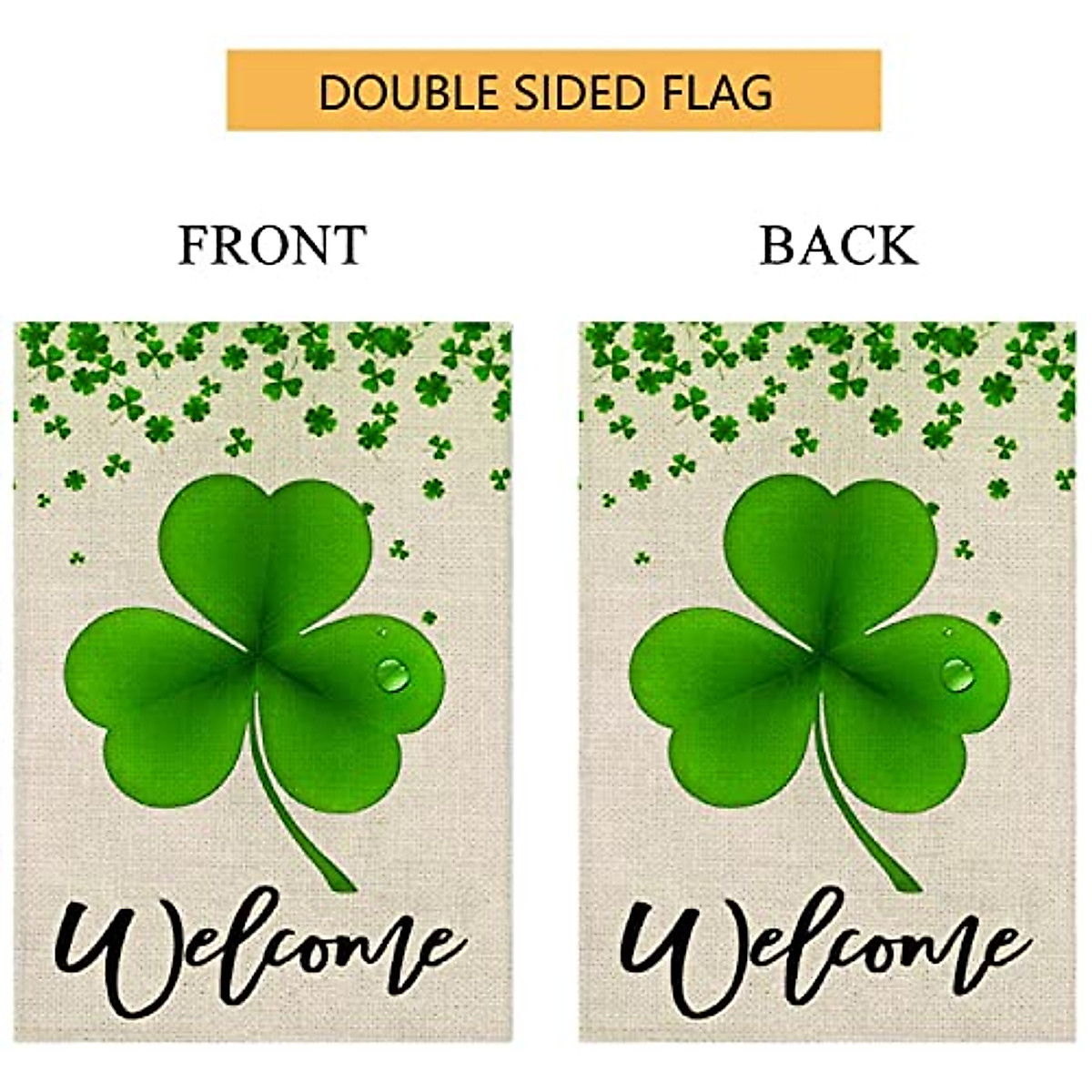 St Patrick's Day Garden Flag 12 X 18 Double Sided Light-green Shamrock Clover Welcome Yard Flags Garden Yard Decorations, Happy Saint Patty's Day Irish Small Mini Burlap Yard Flag for Outside Decoration