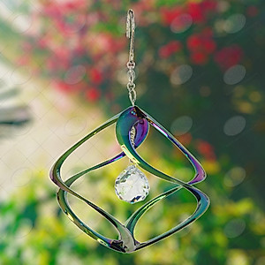 Red Carpet Studios Indoor/Outdoor 3-Dimensonal Garden Decor Small Cosmix Wind Spinner, 11-Inch, Rainbow - Crystal