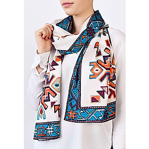 Moreni Armenian Printed Scarf - Artsakh Silk/Polyester (Orange)