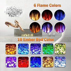 SUNNY FLAME 42" Electric Fireplace with Wi-Fi/Remote Control Wall Mounted and Recessed, Low Noise Fireplace with Timer, Touch Screen, Adjustable Flame Color and Speed, 750W/1500W, Log Set & Crystal