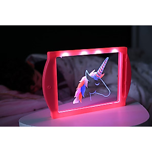 Marvin's Magic - Glow Art Unique Craft Kit | Light Up Kids Art Set | Includes Neon Effect Drawing Board with A Built-in Stand and 4 Fluorescent Magic Pens - Pink