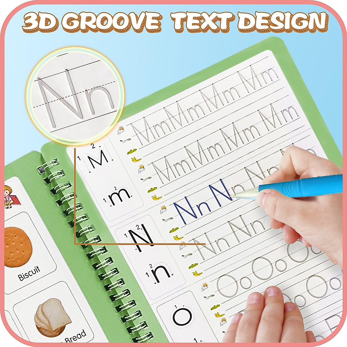 Learn-Journey Magic Practice Copybook for Kids, Reusable Writing Practice Book for Kids, Reusable Copybook Preschool for Kids Age 3-8 ​Calligraphy(5 Books with Pens)