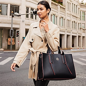 Missnine Laptop Bag for Women - 15.6 inch Large Computer Shoulder Bag PU Leather Work Tote Office Briefcase Handbag