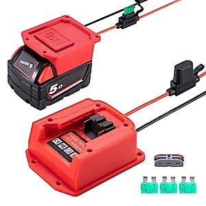 Power Wheel Adapter for Milwaukee 18V Lithium Battery Adapter with Fuse & Wire Terminal,14 Gauge Wire Power Convertor for DIY RC Trucks, RC Toys, Robotics, Work Lights