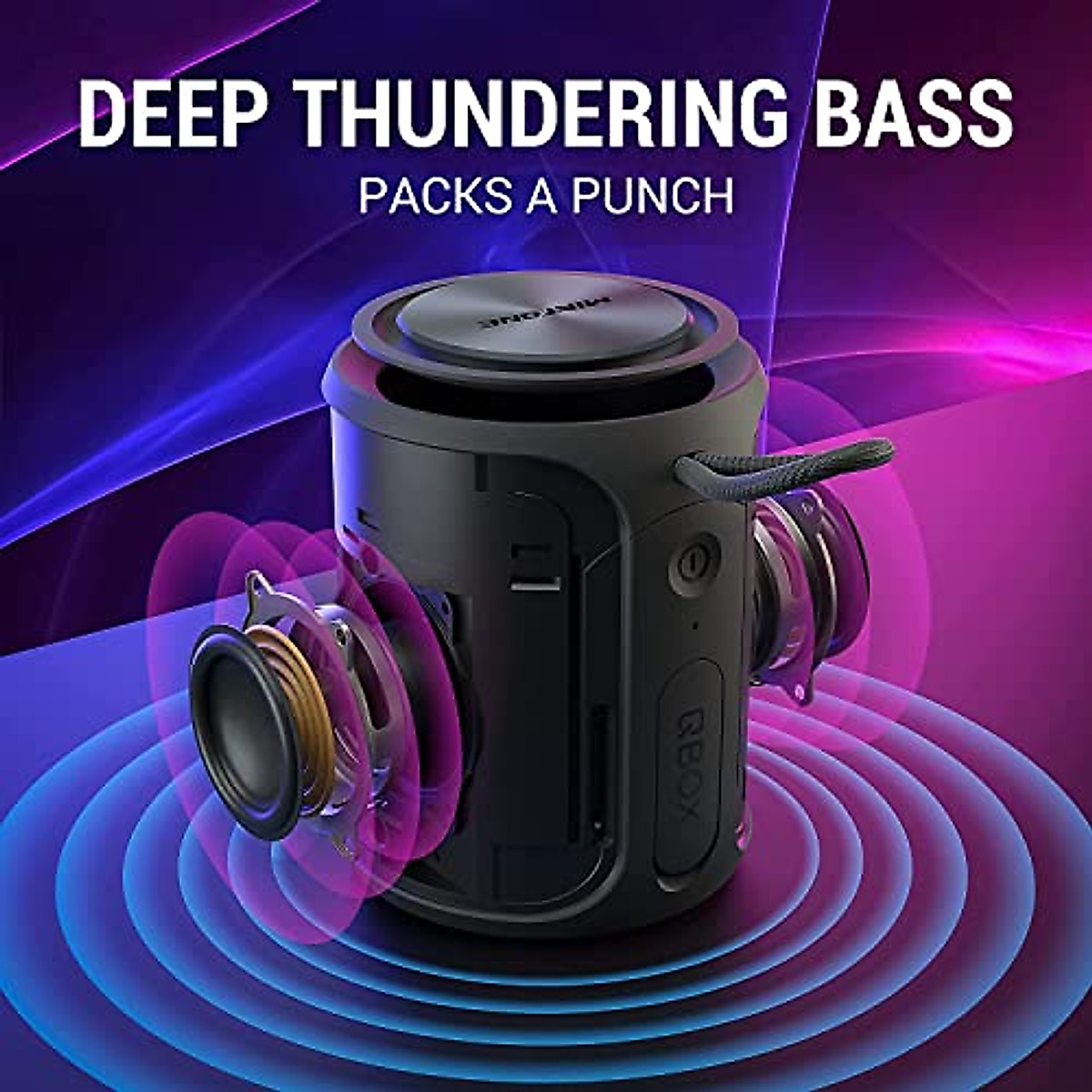 MIATONE Portable Bluetooth Speaker, Wireless IP67 Waterproof Speaker with Subwoofer, 16W Louder Volume, Longer Playtime, Bluetooth 5.0, Dual Pairing, Portable Speaker for Party Beach Camping, Black