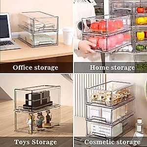 Mano 2Pack Clear Fridge Drawers Pull Out Stackable Refrigerator Drawer Organizer Bins Pantry Storage Box Plastic Food Containers for Kitchen Bathroom Office Closet (2pack-Large)