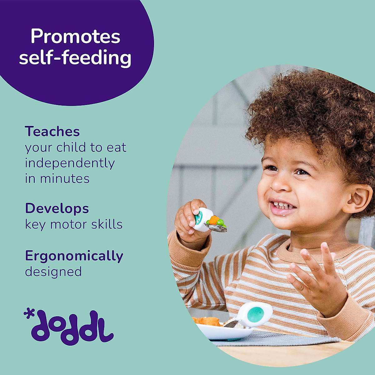 doddl Toddler Fork Spoon and Knife Set & Utensils Case, 2-in-1 Toddler Bowl, and Toddler Plate, Ergonomic Toddler Dish Gift Set, BPA Free, Dishwasher Safe