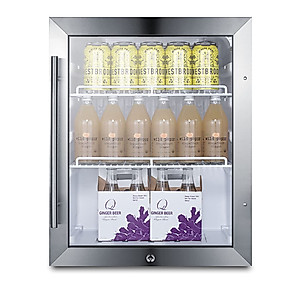 Summit Appliance SCR314L Compact Beverage Center; 2.1 cu.ft; Automatic Defrost; Interior LED Light; Adjustable Thermostat; Sealed Back Front Lock