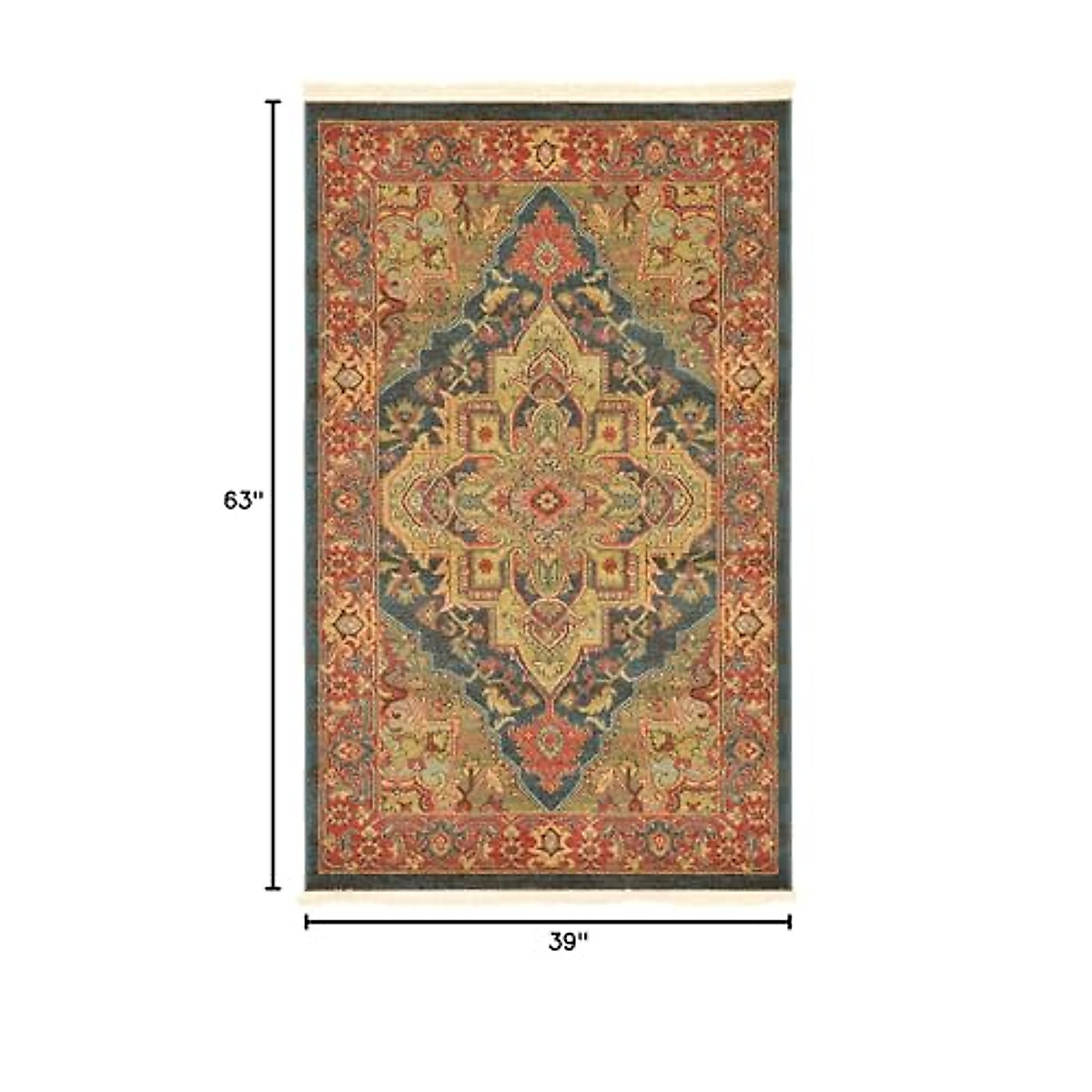 Unique Loom Sahand Collection Area Rug - Arsaces (3' 3" x 5' 3" Rectangle, Navy Blue/ Gray)