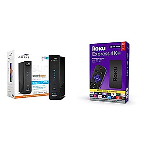 ARRIS Surfboard SBG7600AC2 DOCSIS 3.0 Cable Modem & AC2350 Dual-Band Wi-Fi Router, Approved for Cox, Spectrum, Xfinity & Others (Black) & Roku Express 4K+ 2021 | Streaming Media Player HD/4K/HDR
