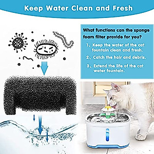 PK.ZTopia Cat Water Fountain Foam Filters - 8Pack , Sponge Cat Fountain Filters, Cat Fountain Sponge Foam Filter Replacement for 85oz/2.5L Cat Fountain Pet Fountain Automatic Drinking Water Dispenser