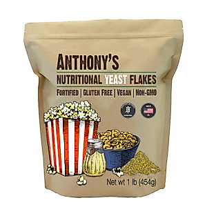 Anthony's Premium Nutritional Yeast Flakes, 1 lb, Fortified, Gluten Free, Non GMO, Vegan