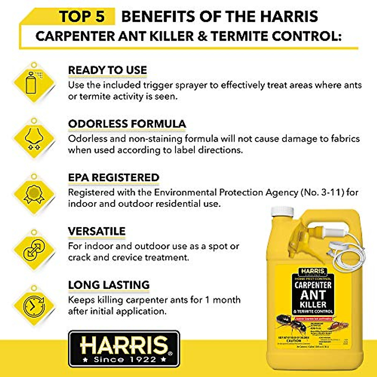 Harris Carpenter Ant Killer & Termite Control Treatment, 128oz Spray