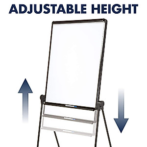 Quartet Easel, Standard, 70" High, Adjustable, 27" x 34" Whiteboard, Reversible, Flip Chart Holder, Ultima, Black Frame (101EL)