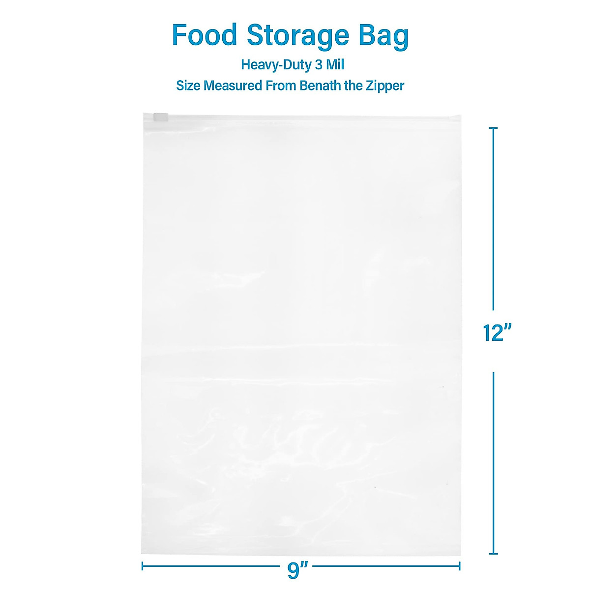 GPI - Slider Zip Food Storage Bags, 9" x 12" 3 Mil Heavy Duty, Strong & Durable For Freezer Storage, 100 Count