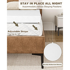 Zenzy 3" Twin Extra Long Firm Memory Foam Mattress Topper, [Removable] [Washable] Cover and [Adjustable] Straps, CertiPUR-US Certified Firm Mattress Topper Twin XL for College Dorm- Beige