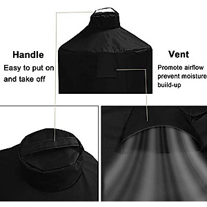 WOMACO Cover for Large Big Green Egg Waterproof Ceramic Grill Cover Heavy Duty Outdoor Small Medium XL Smoker Green Egg Ventilated Protective Covers (Large, Black)
