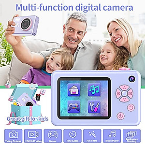 Digital Camera for 6-18 Years Old Boys and Girls - 48MP Kids Camera with 32GB SD Card, Full HD 1080Pq Front and Rear Cameras Rechargeable Mini Camera for Students, Teens, Kids