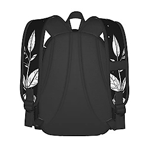 SUPLUCHOM School Backpack Black White Butterfly Moon Tarot Casual Daypack Men Women Polyester Laptop Bag with Side Pockets Bookbag for Travel Hiking Work Student Over 3 Years Old Kids