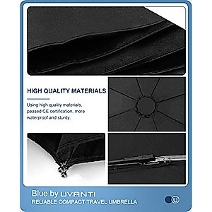 UVANTI Compact Travel Umbrella - Pocket Portable Small Mini Folding Windproof umbrella - Car Backpack Purse Automatic Umbrellas for Rain