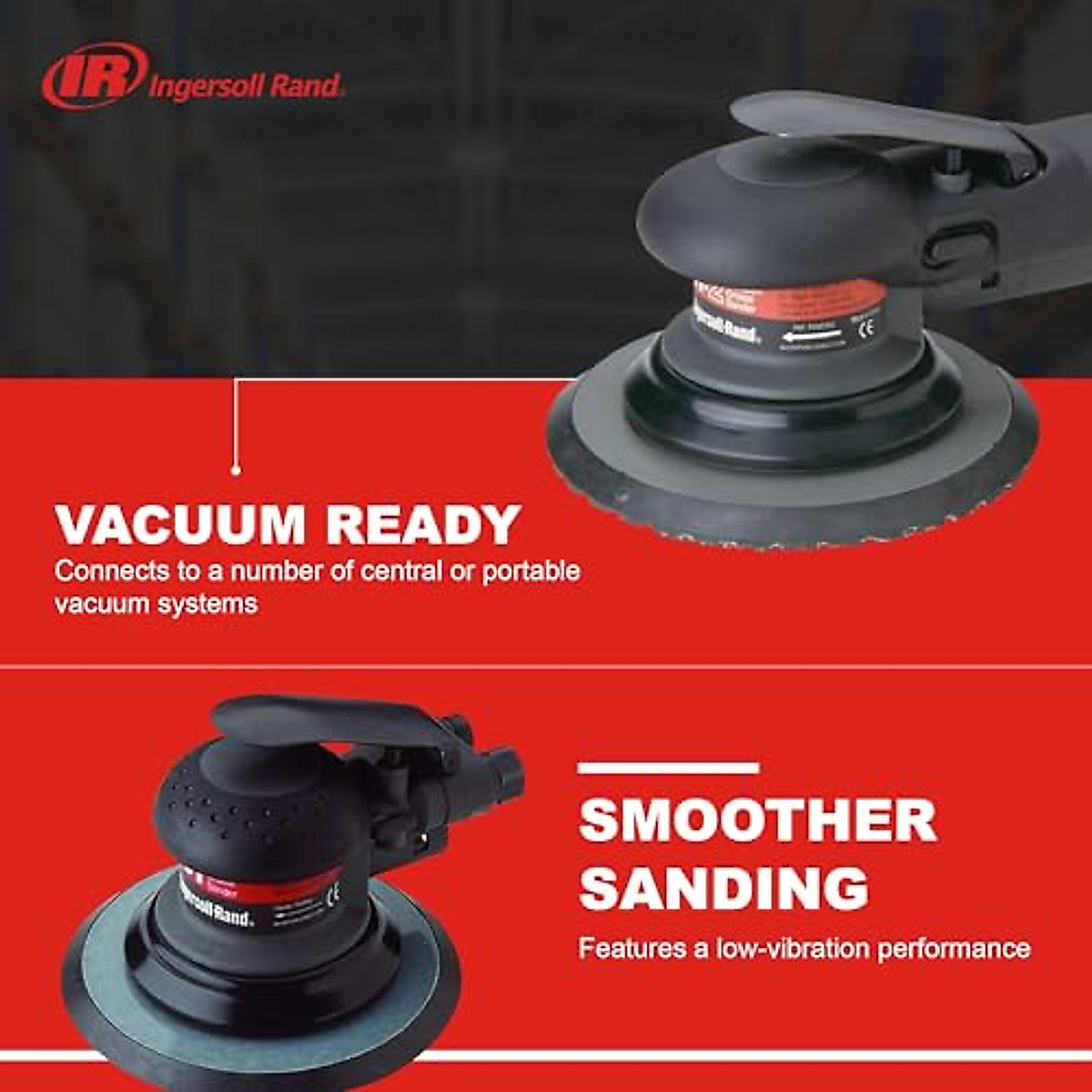 Ingersoll Rand 4151 Random Orbital Air Sander, 3/16" Orbit, 6" Vinyl Pad, 12,000 RPM, 0.2 HP