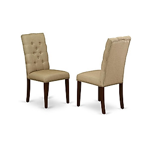 HomeStock Vintage Vogue Furniture Mlel5-Mah-16 5-Piece Modern Dining Table Set- 4 Kitchen Parson Chairs and Butterfly Leaf Rectangle Table Solid Wood Frame -High Back & Mahogany Finish