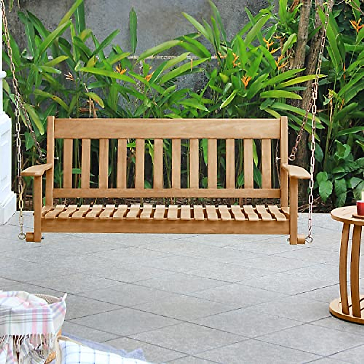 Cambridge Casual Teak Wood Porch Swing, Teak Frame, Bentley