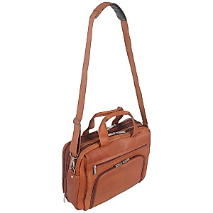 Kenneth Cole Reaction Manhattan Colombian Leather Briefcase Expandable RFID 15.6" Laptop Portfolio Shoulder Bag, Cognac, One Size