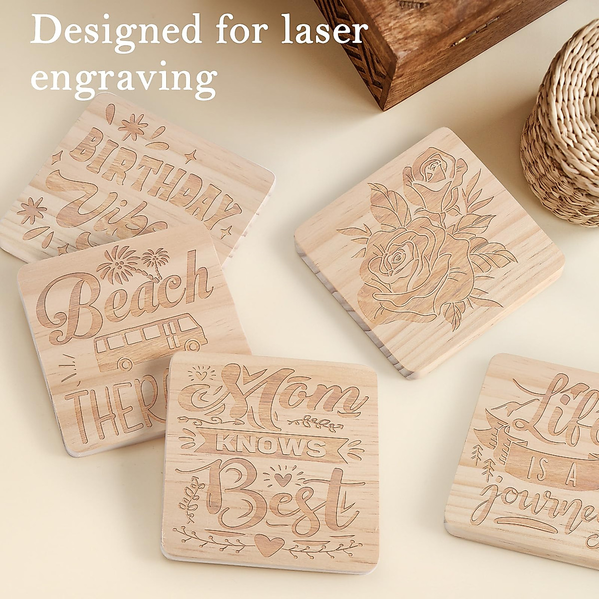 12 Pack Unfinished Wood Coasters, GOH DODD 4 Inch Square Blank Wooden Coasters Crafts Coasters for DIY Architectural Models Drawing Painting Wood Engraving Wood Burning Laser Scroll Sawing
