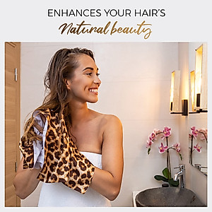 THE PERFECT HAIRCARE Microfiber Curly Hair Towel Wrap with Wet/Dry Brush - Fast Drying and Gentle Detangling for Women, Girls, Kids, Children - Great for Travel, Gifts and Hair Extensions