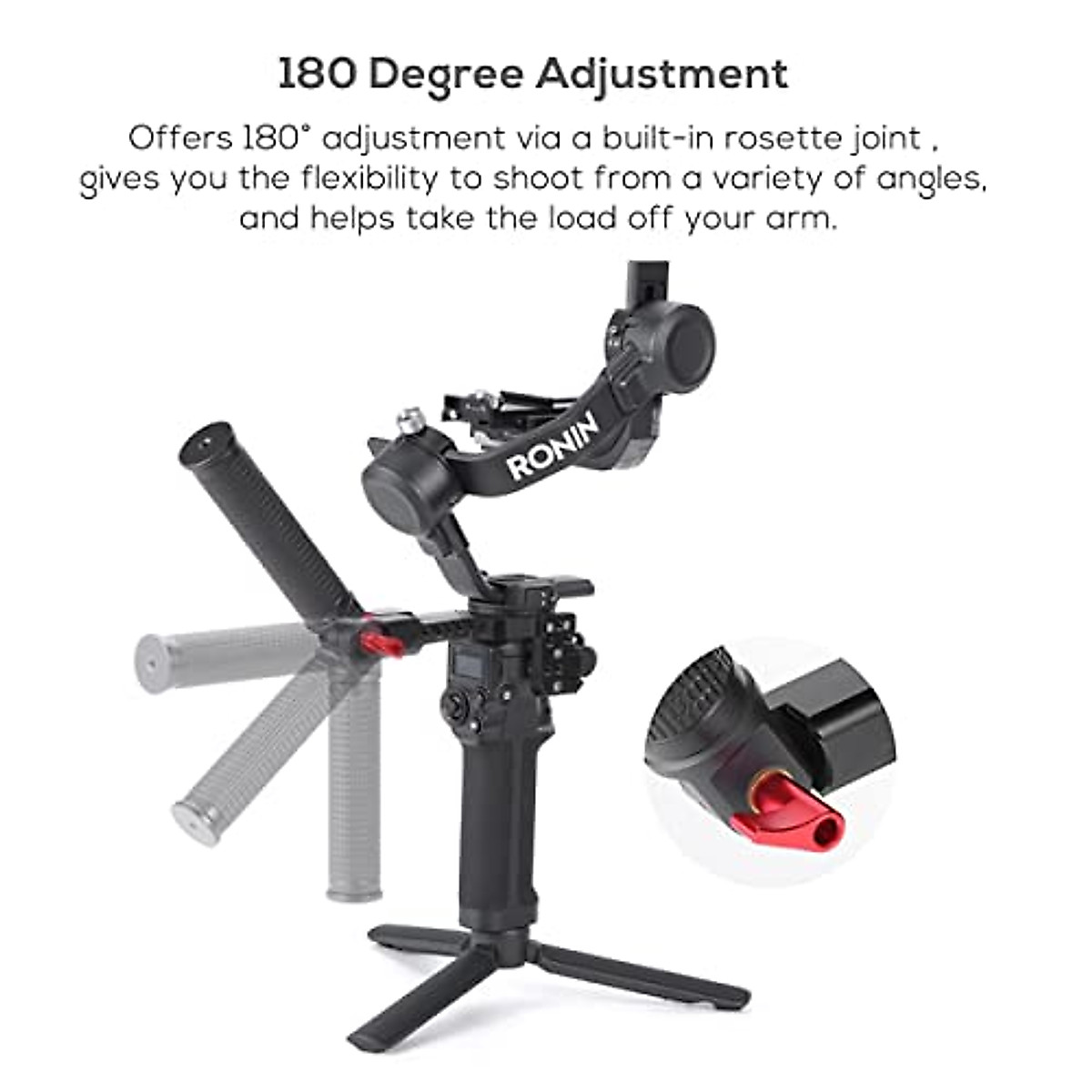 Gimbal Adjustable Handle Grip for DJI Ronin S/SC/RSC2, Stabilizer Handgrip Extension Bracket with Cold Shoe Mount 1/4 3/8 Threaded Holes for Video Light, Microphone, Monitor