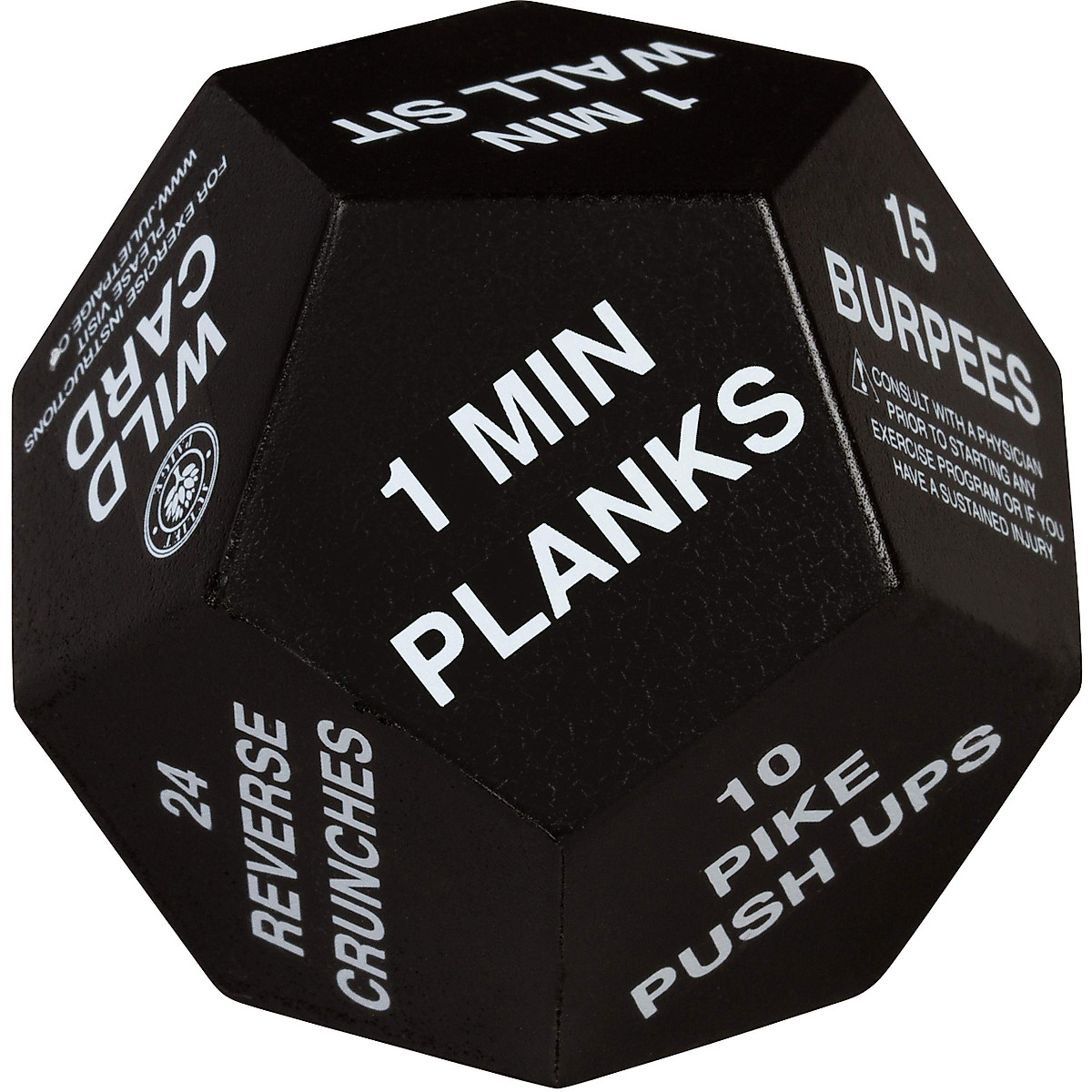 Exercise Dice Cube for Fitness, Gym Workouts, WOD, Home Bodyweight HIIT, and Adult Sports Training - 3 Inches in Diameter - 12 Sided (White (Intermediate))