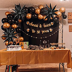 Qibalrty Black Explosion Star Balloons, 50pcs Black Explosion Star Foil Balloons Big Black Metallic Balloons Starburst Balloons for Birthday, Wedding, Party Supplies Backdrop, Baby Shower Photo Booth (Black)