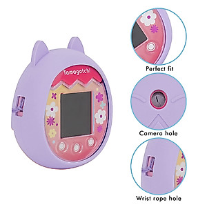 RHCOM Virtual Pet Game Machine Silicone Case Compatible with Tamagotchi Pix with Hand Strap. (Purple)