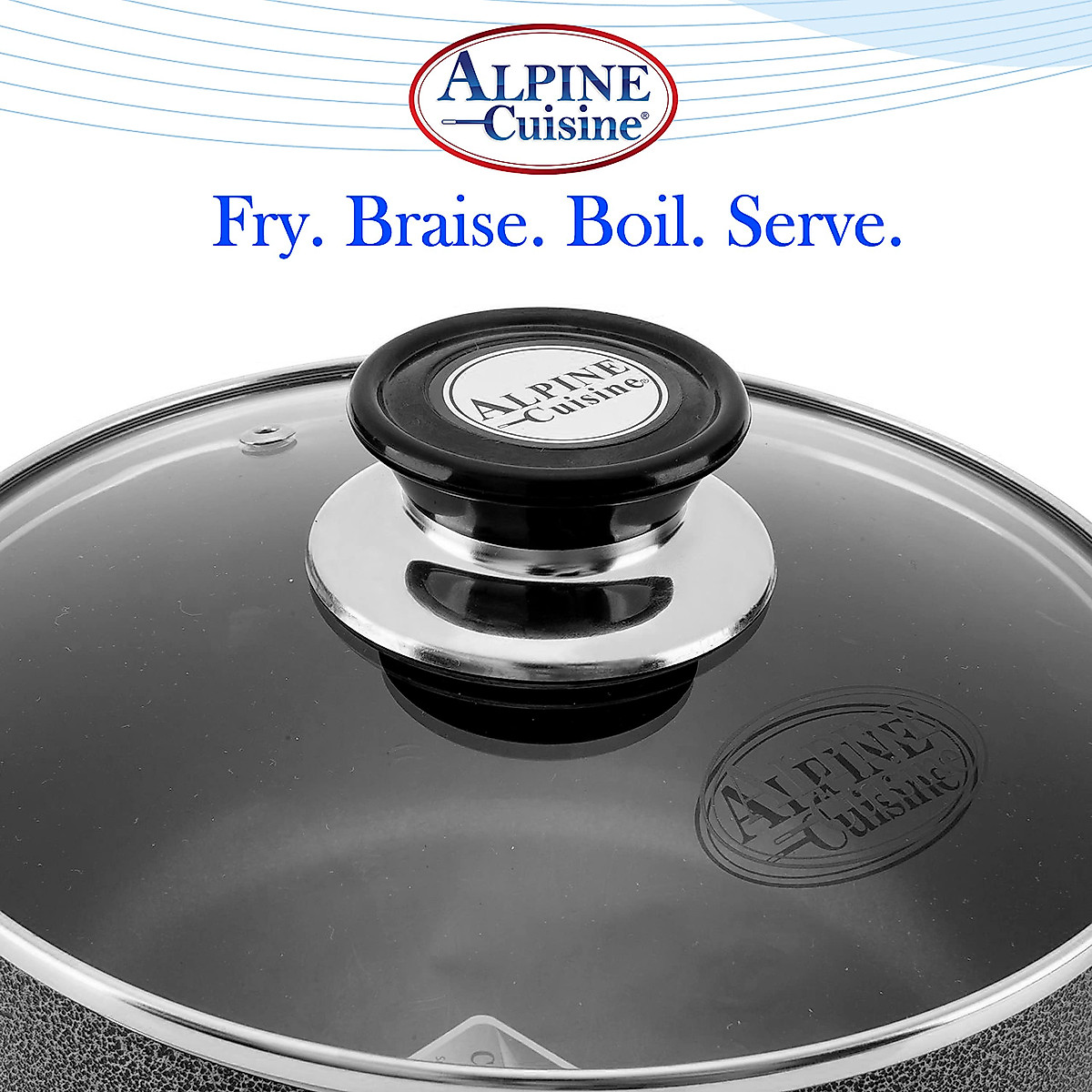 Alpine Cuisine Sauce Pan 2 Quart Nonstick Coating Soft Touch Bakelite Handle with Glass Lid, Nonstick Sauce Pans for All Stoves, Multipurpose Use for Home Kitchen & Restaurant - Dishwasher Safe