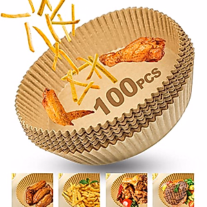 100 Pcs Air Fryer Disposable Paper Liner, Food Grade Air Fryer Liners Round, Non Stick Air Fryer Parchment Paper, 6.3 Inch Baking Paper for 3-5QT Air Fryer