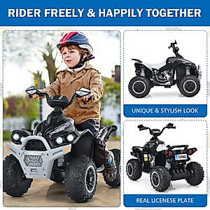 INFANS Kids Ride on ATV, 12V 4 Wheeler Quad Toy Vehicle with Music, Horn, High Low Speeds, LED Lights, Electric Ride On Toy, Battery Powered Wheels Car for Kids Over 3 Years Old (Black)