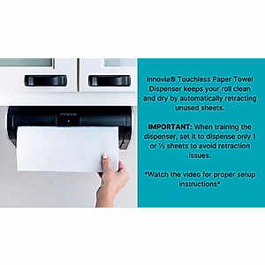 Innovia Automatic Paper Towel Dispenser. Touchless Technology. Works with Most Paper Towel Brands and Sizes. Dispenses The Number of Sheets You Need. Black, Under Cabinet Mounted.