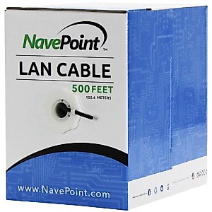 NavePoint CAT5e (CCA), 500ft, Black, Solid Bulk Ethernet Cable, 24AWG 4 Pair, Unshielded Twisted Pair (UTP)