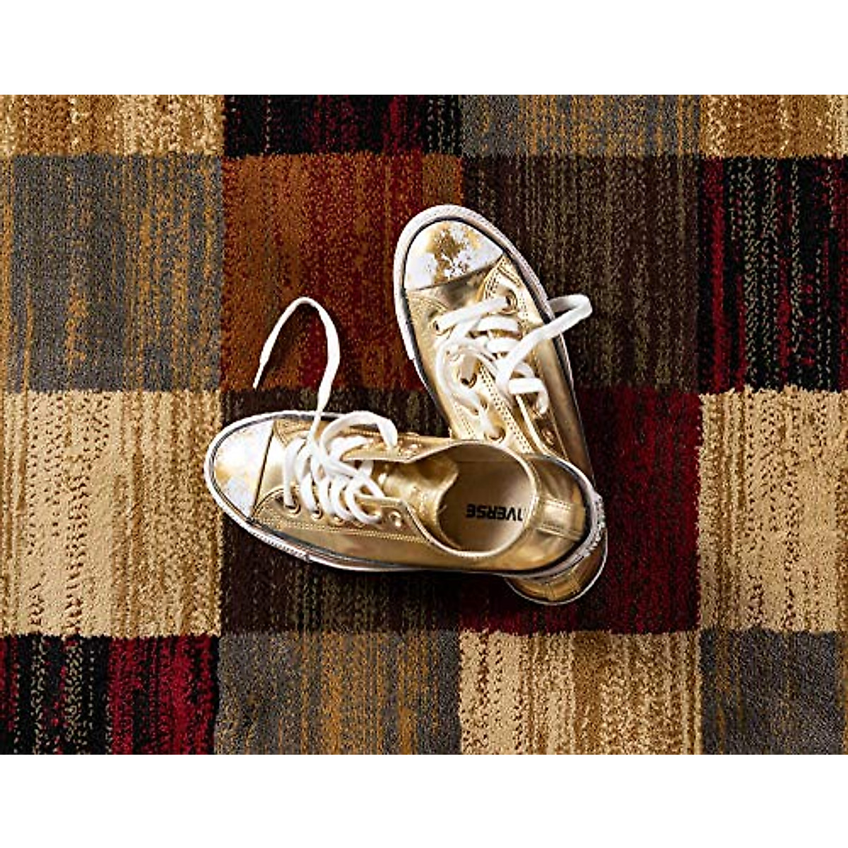 Unique Loom Barista Collection Modern, Rustic, Geometric, Squares, Urban, Warm Colors Area Rug, 2' 2" x 6' 0", Multi/Beige