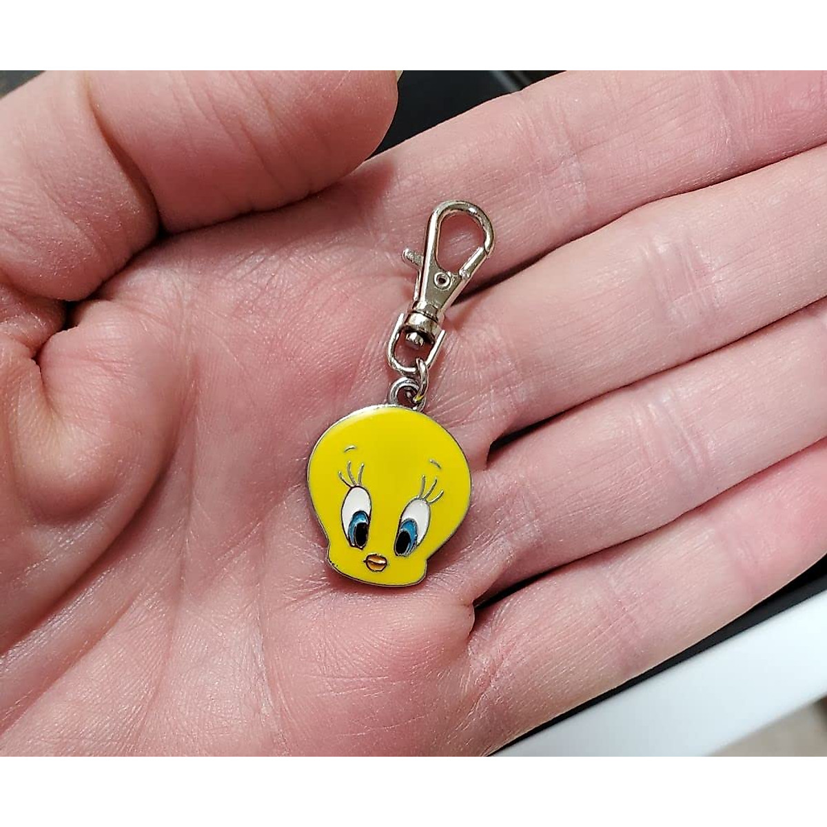 SMALL TWEETY BIRD LOONEY TUNES JEWELRY CHARM 3/4" ACROSS x 7/8" IN LENGTH FOR YOUR ZIPPER PULL PURSE WALLET BACKPACK OR SMALL DOG CAT PET COLLAR LEASH DIY ETC.