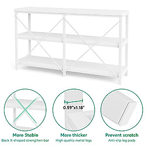 LITTLE TREE 55 Inch Long Sofa Console Table with Storage Shelves, 3 Tiers TV Stand for Living Room