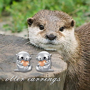 Sterling Sliver Otter Earrings Otter Animal Jewelry Otter Gifts for Women